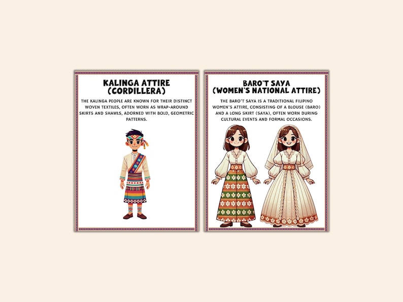 Filipino Traditional Attire Posters | Filipino Heritage Month Cultural ...