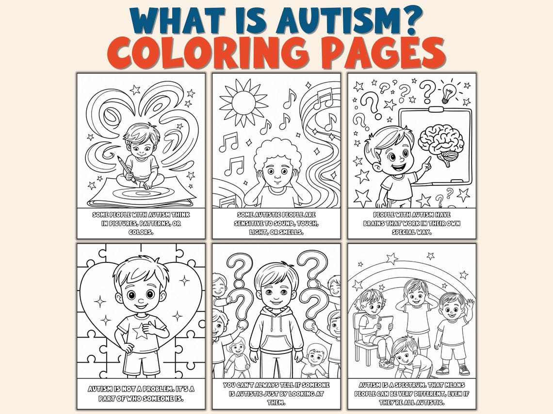 What is Autism? Coloring Pages for Kids | Autism Awareness Month SEL ...