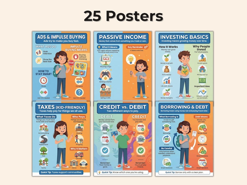 Financial Literacy Posters | Money Skills Classroom Decor| Budgeting ...