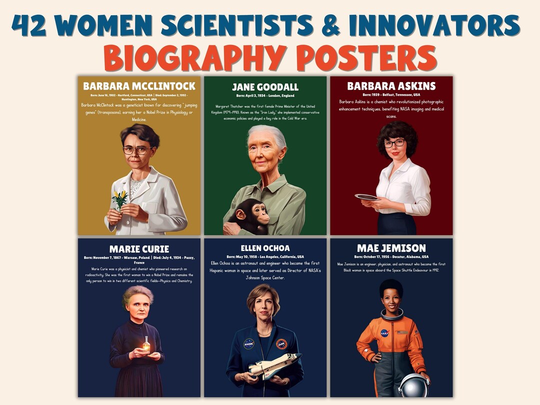 42 Women Scientists & Innovators Biography Posters • STEM Classroom ...