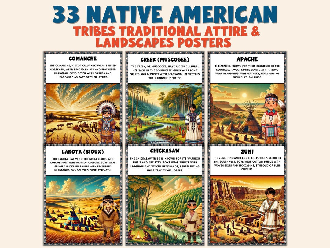 33 Native American Tribes Posters | Traditional Attire & Landscapes ...