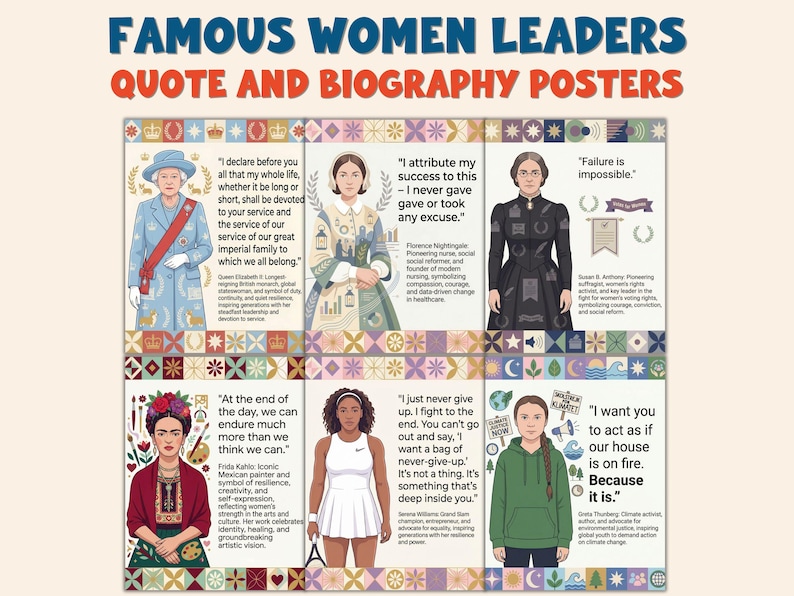 Famous Women Leaders Quote and Biography Posters | Women’s History ...