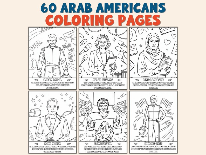 60 Arab American Heritage Month Coloring Pages, Famous Arab Americans ...