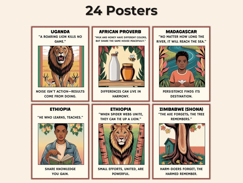 African Proverb Quote Posters | African Wisdom Classroom Decor | Black ...