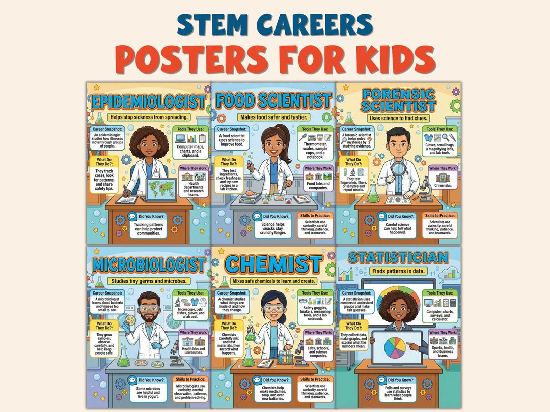 STEM Careers Posters for Kids | Science Technology Engineering Math ...