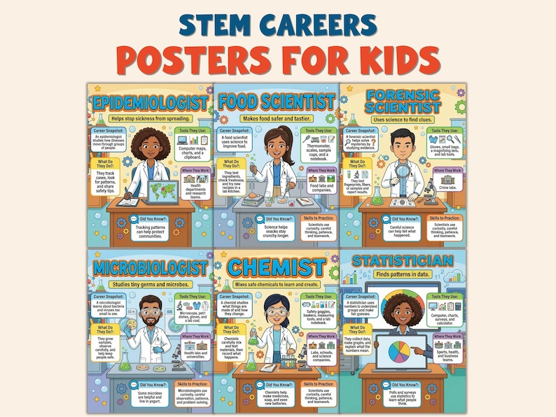 STEM Careers Posters for Kids | Science Technology Engineering Math ...