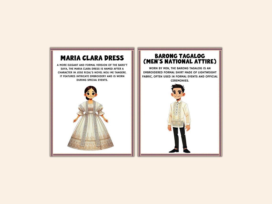 Filipino Traditional Attire Posters | Filipino Heritage Month Cultural ...