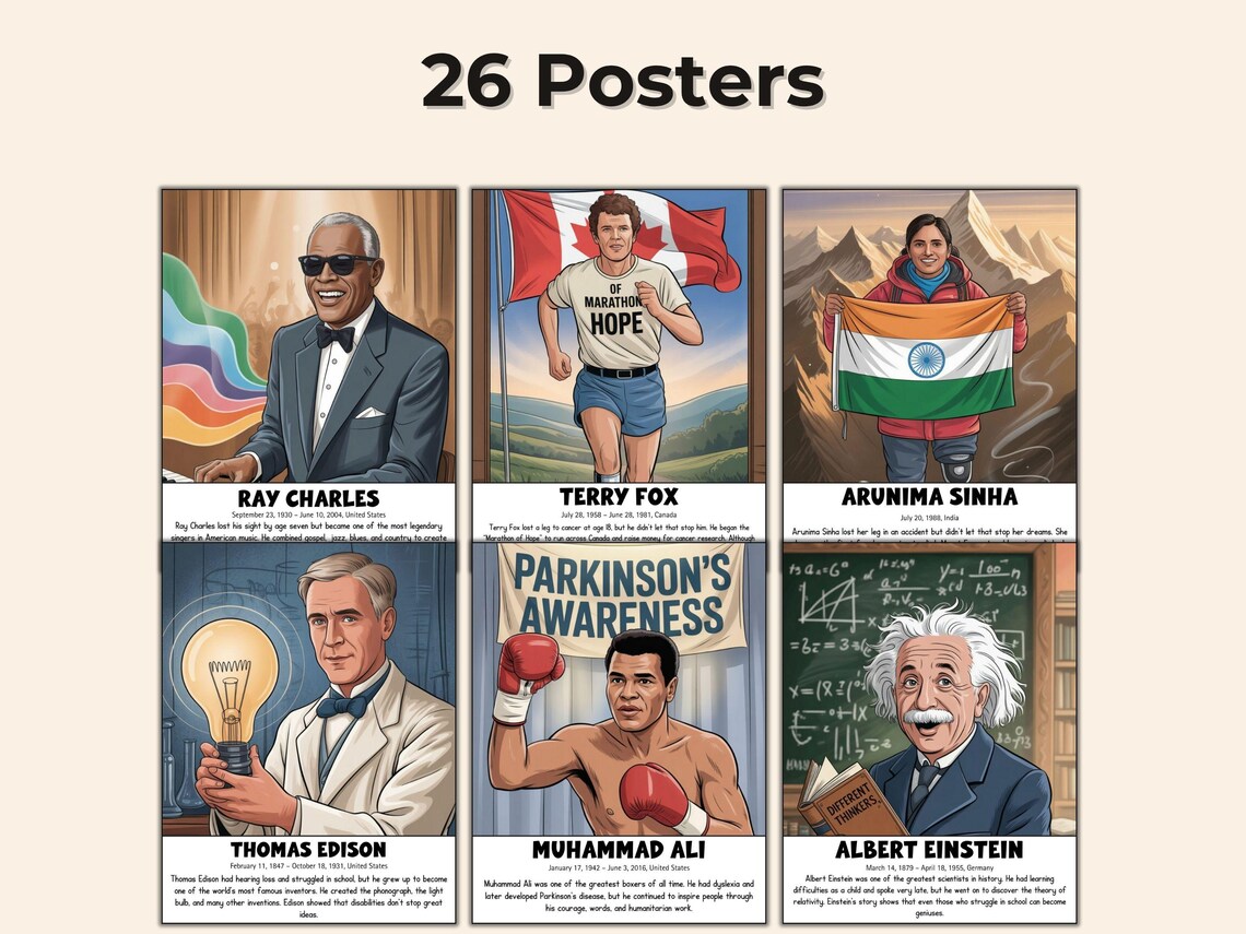 26 Disability Pride Biography Posters | Famous People With Disabilities ...