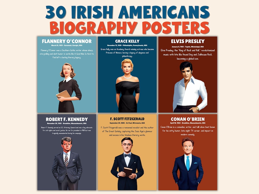 30 Irish American Biography Posters • U.S. History Classroom Decor ...