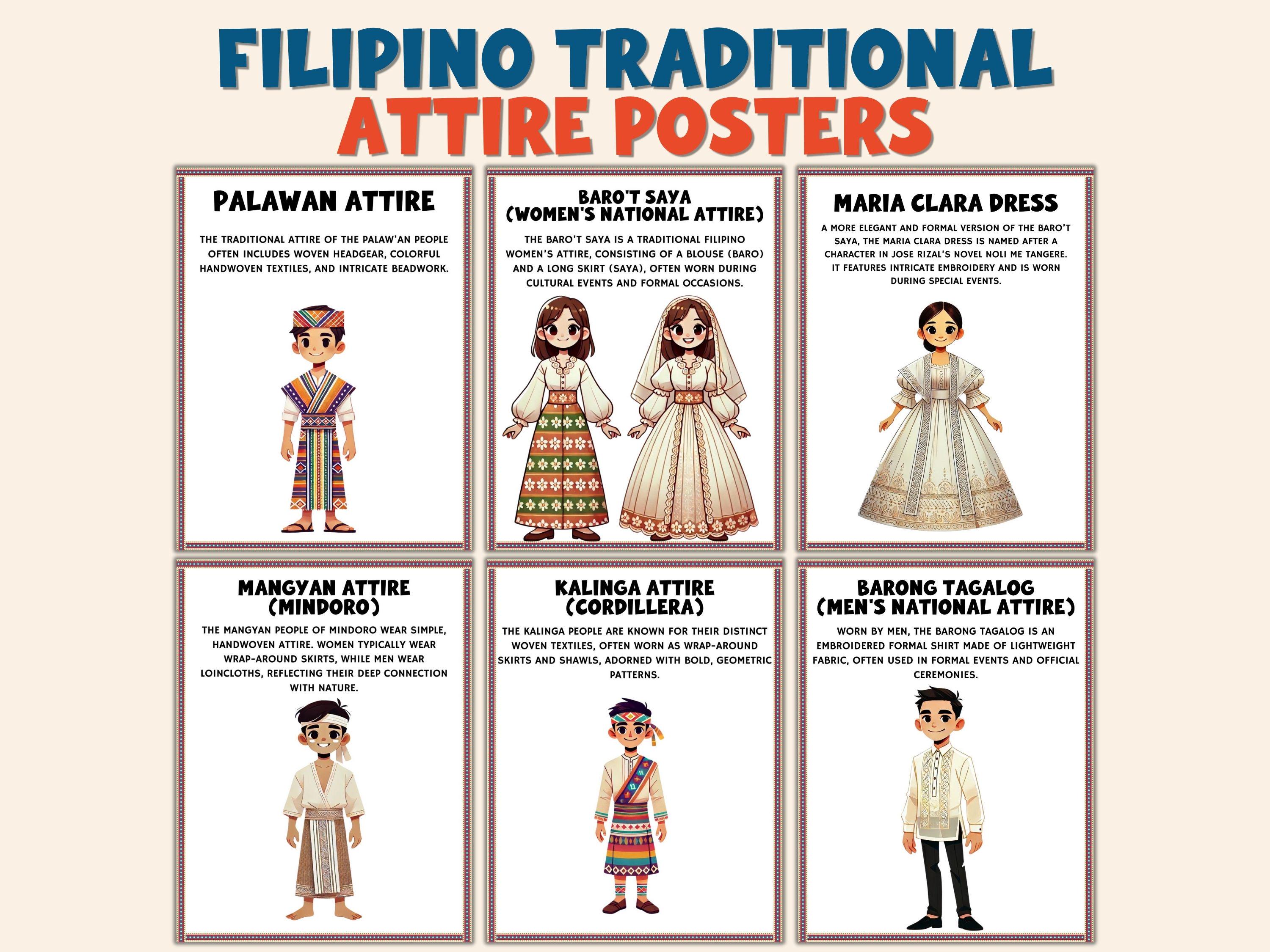 Filipino Traditional Attire Posters | Filipino Heritage Month Cultural ...