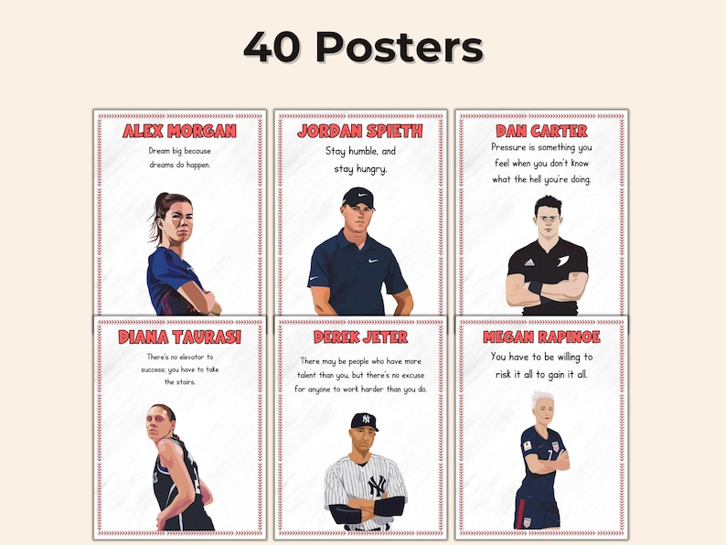 40 Athlete Quote Posters • Motivational Sports Classroom Decor • PE ...