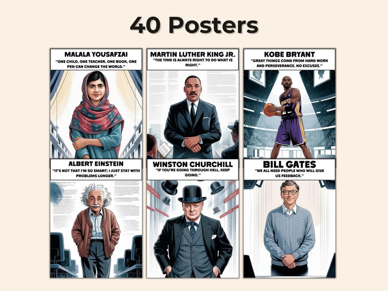 Growth Mindset Quote Posters From Famous Figures Classroom Decor ...