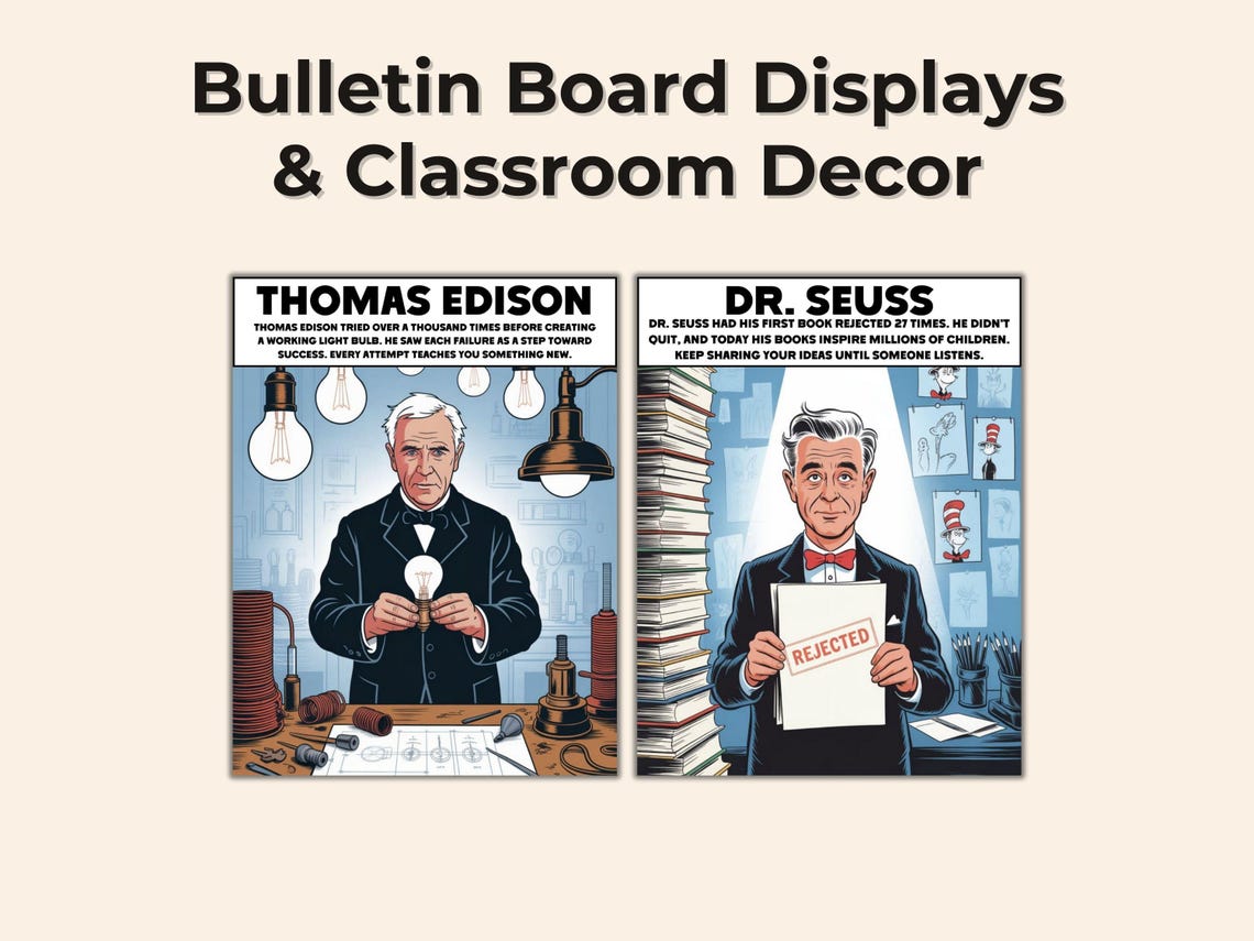 Famous Failures Growth Mindset Posters, Inspirational Classroom Decor ...