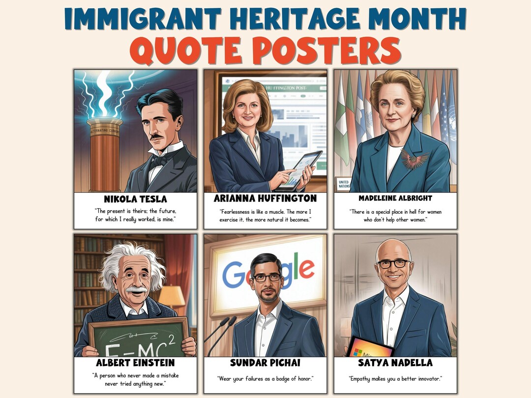 Immigrant Heritage Month Quote Posters Famous Immigrant Leaders ...