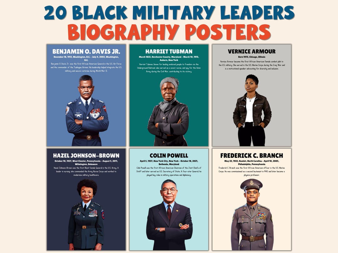 20 Black Military Leaders Biography Posters | Black History Month ...
