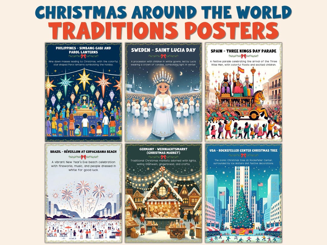 Christmas Around the World Posters | Classroom Decor | holiday Bulletin ...