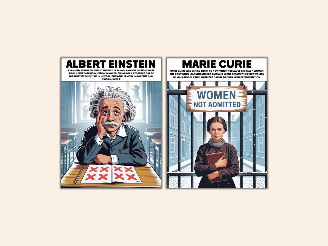 Famous Failures Growth Mindset Posters, Inspirational Classroom Decor ...