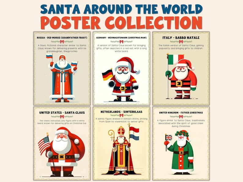 Santa Around the World Posters | global Christmas Classroom Decor ...