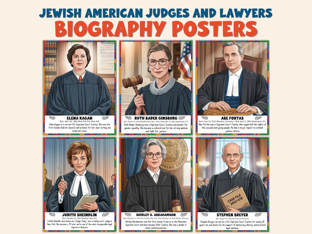 Jewish American Law and Justice Biography Posters, Famous Judges and ...