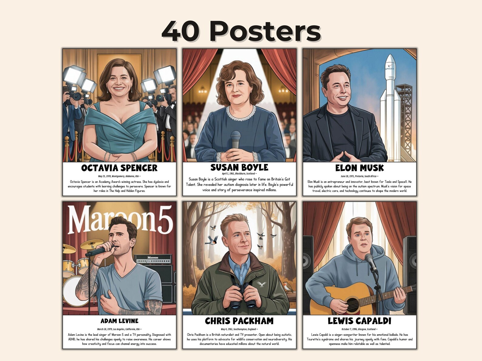 40 Neurodivergent Role Models Biography Posters, Inclusive Classroom ...