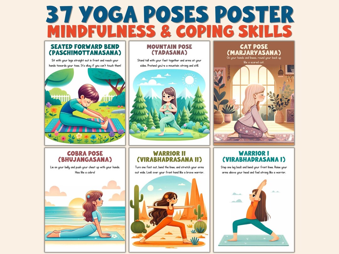 37 Yoga Poses Posters | Mindfulness & Coping Skills Cards Classroom and ...