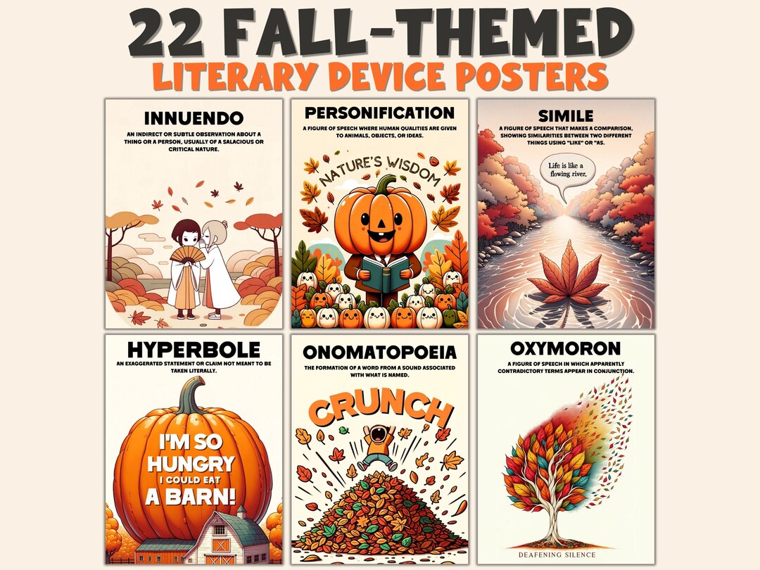 22 Fall-themed Literary Device Posters ELA | Figurative Language ...
