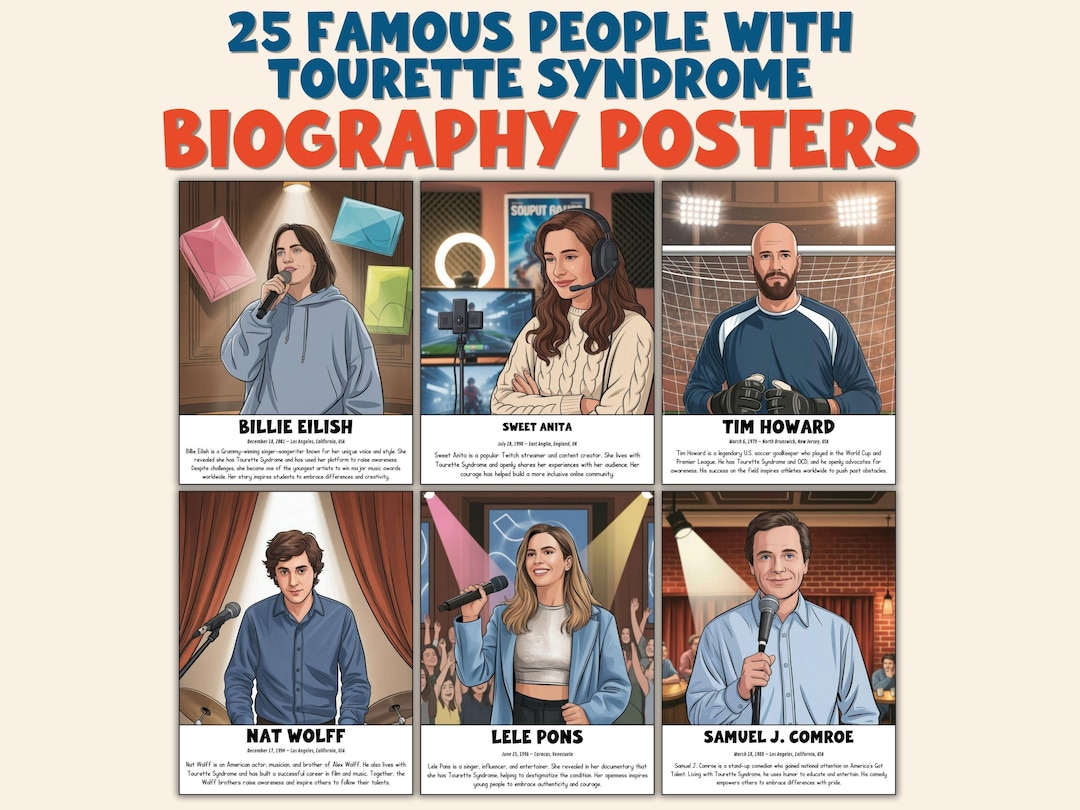 25 Famous People With Tourette Syndrome Biography Posters, SEL ...