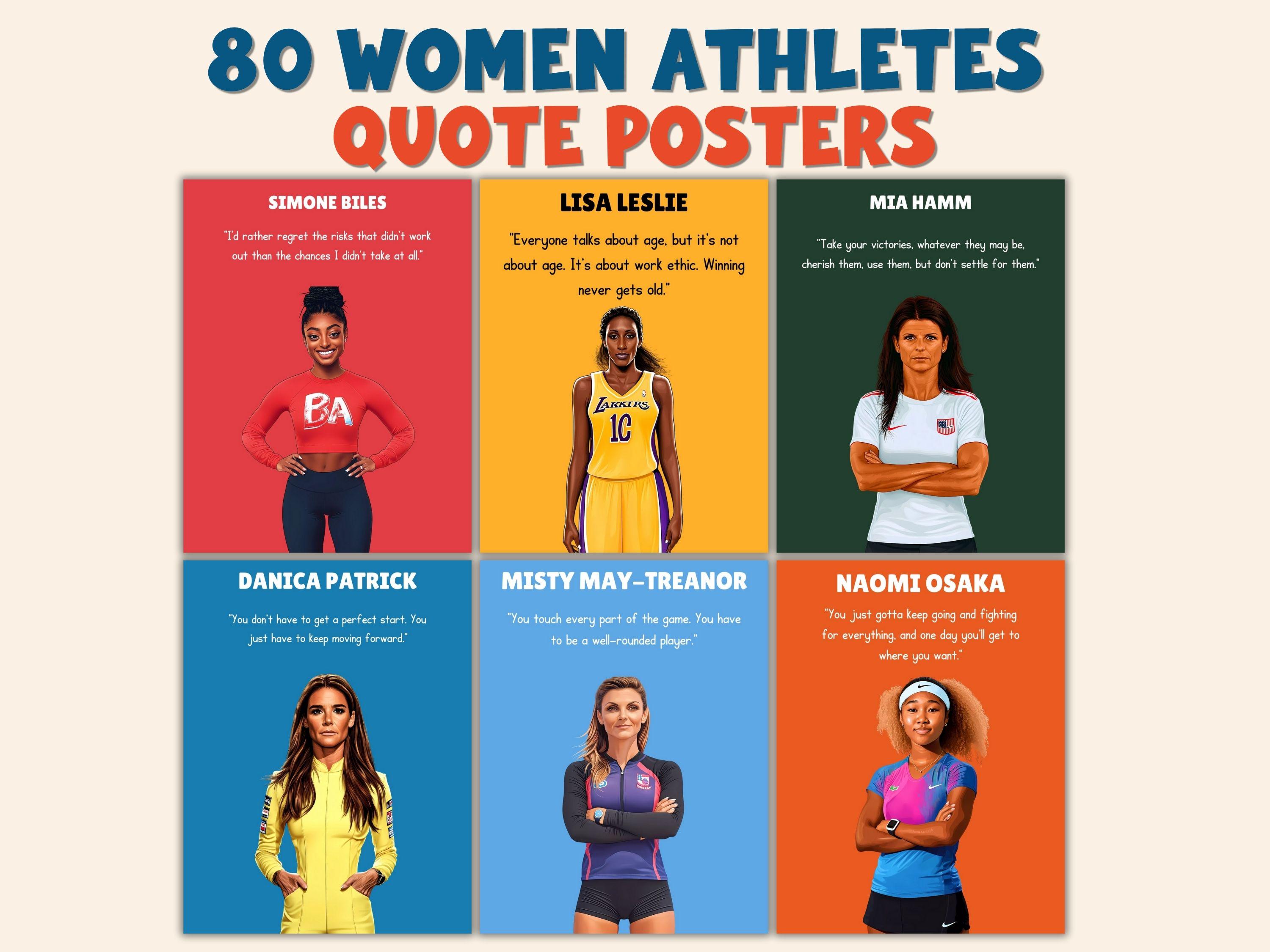 80 Women Athletes Quote Posters • Classroom Decor • PE Bulletin Board ...