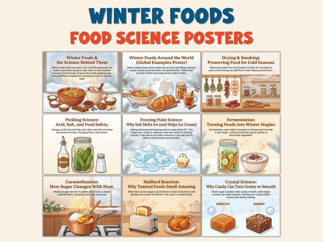 Winter Foods Food Science Posters | Cooking Chemistry STEM | Heat ...