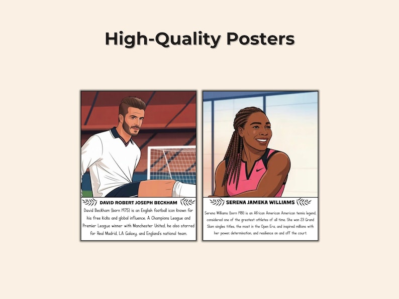 80 Famous Athlete Biography Posters, Printable Sports Legends Classroom ...