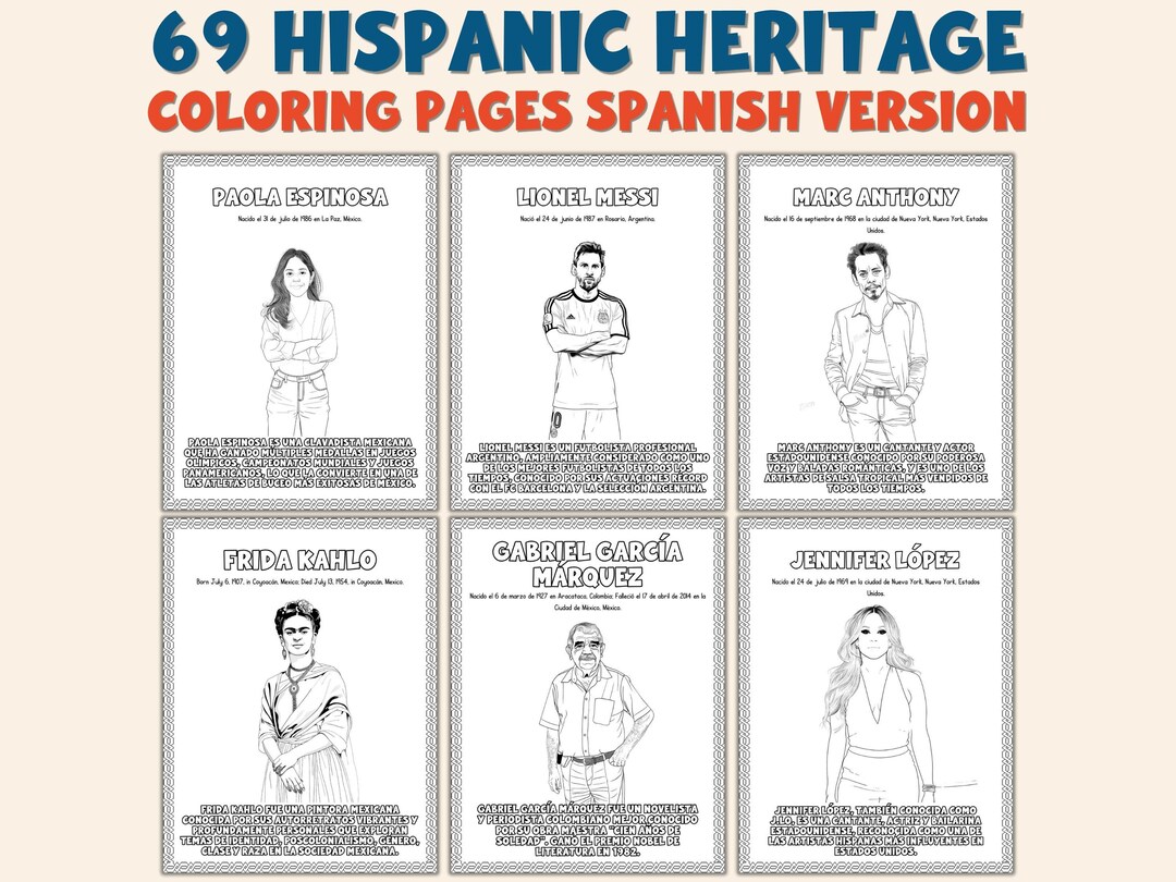 69 Hispanic Heritage Coloring Pages • Spanish Version • Latinx Icons ...