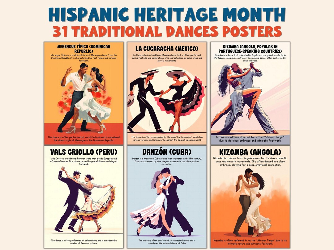 Hispanic Heritage Month Dance Posters 31 Traditional Dances From Latin ...