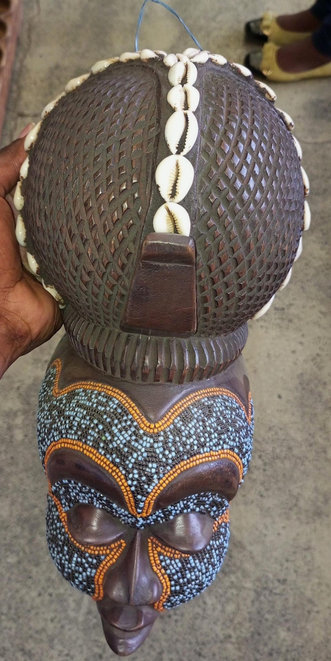 Hand-carved Wood Sese Mask, Beaded Cowrie Shell African Wall Decor - Etsy