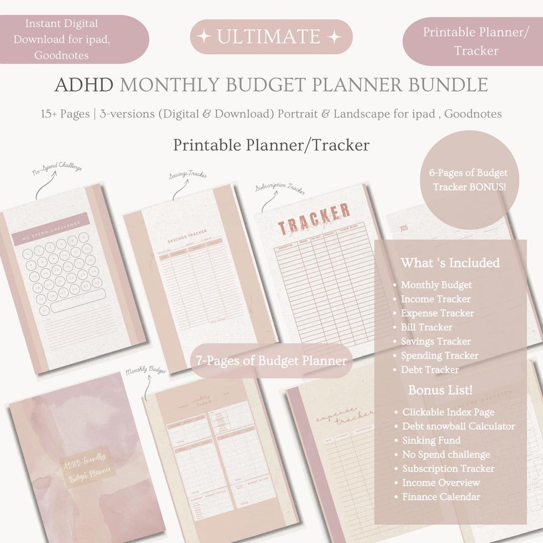 ADHD Budget Planner Simple | Printable & Digital | Goodnotes iPad ...