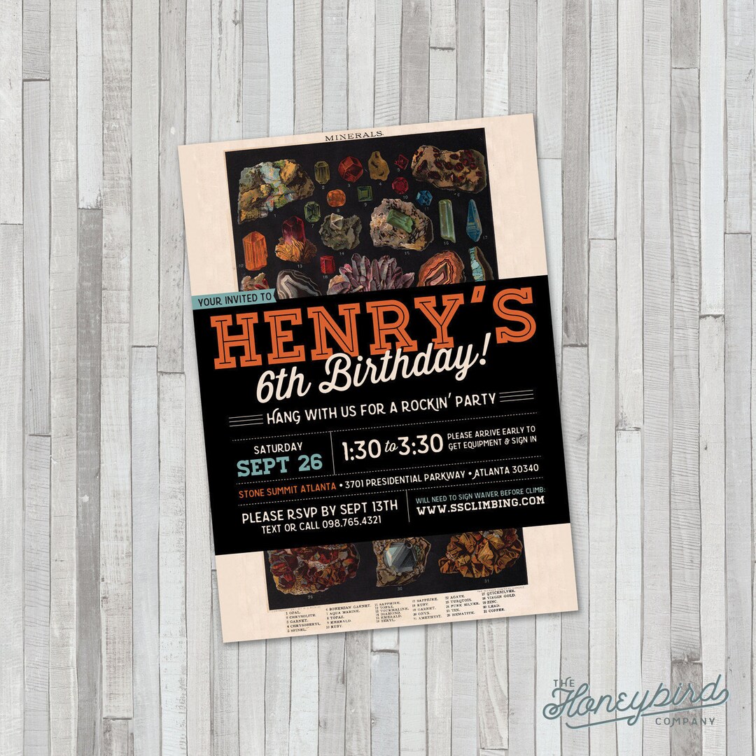 Rocks & Minerals / Geology / Gems / Mining Birthday Invitation - Etsy
