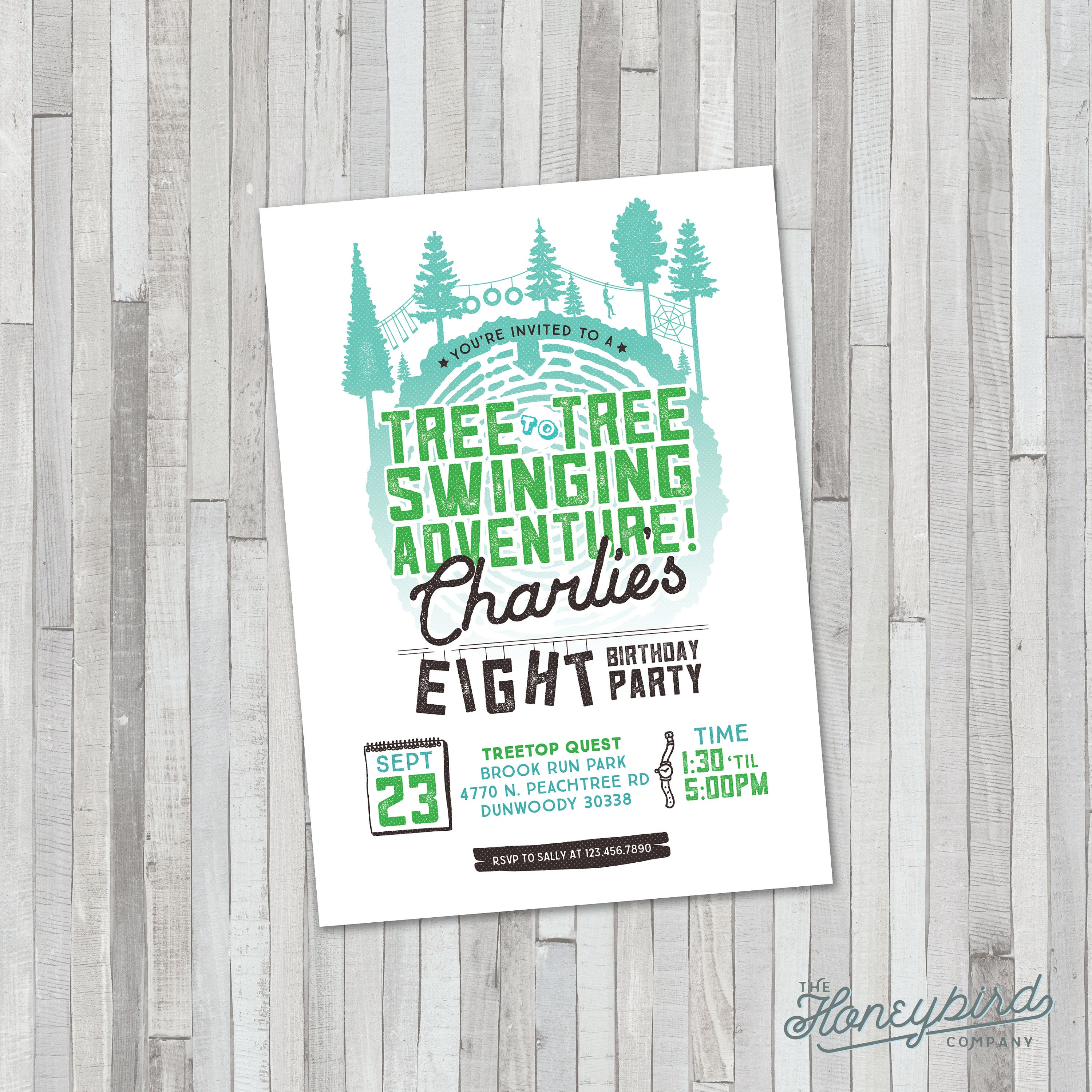Zipline / Rope Course / Outdoor Adventure Birthday Invitation for Boy ...