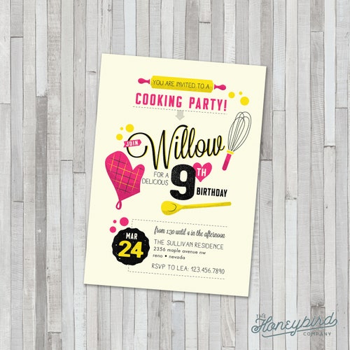 Cooking Birthday Party Invitation Chef Baking Party Birthday - Etsy