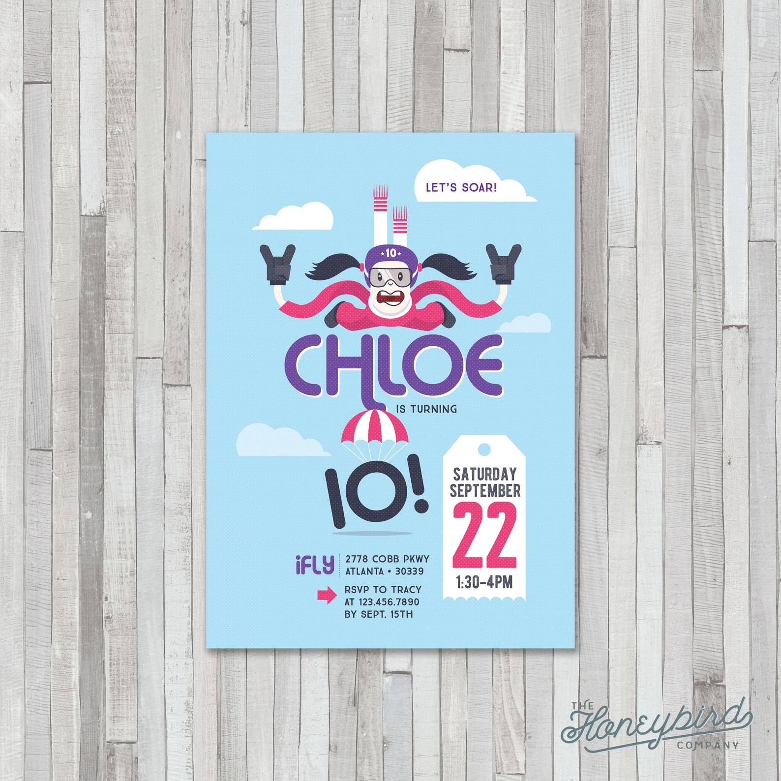 Skydiving / Ifly Birthday Invitation for Boy or Girl - Etsy