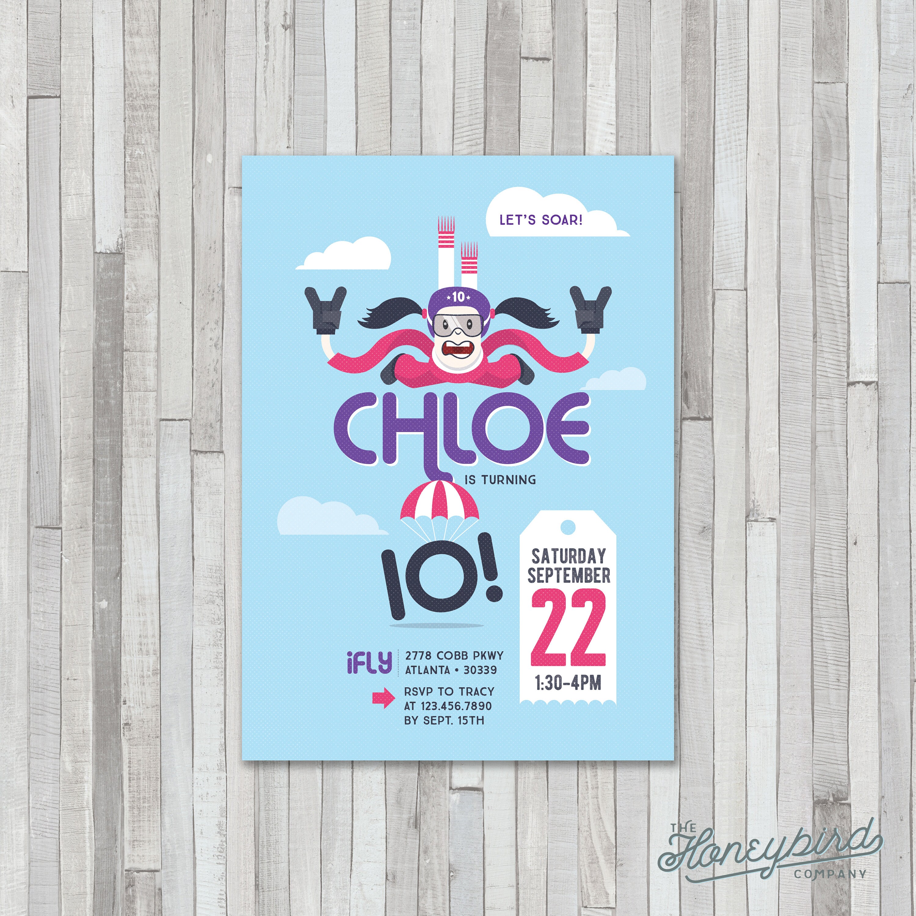 Skydiving / Ifly Birthday Invitation for Boy or Girl - Etsy
