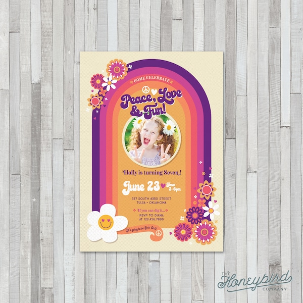 Flower Power Birthday Invite - Etsy