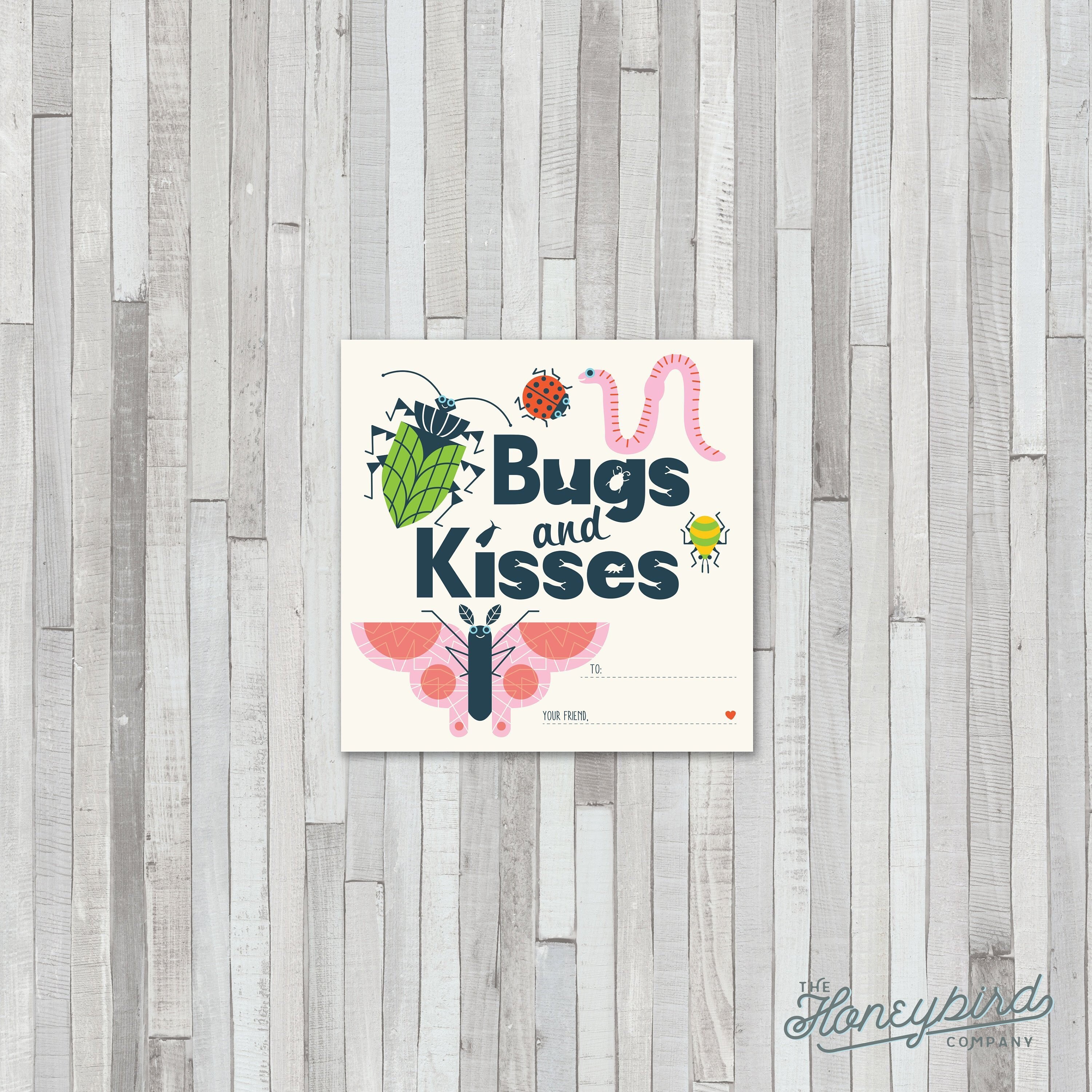 Bugs & Kisses Valentine / Classroom Valentines: INSTANT DOWNLOAD - Etsy