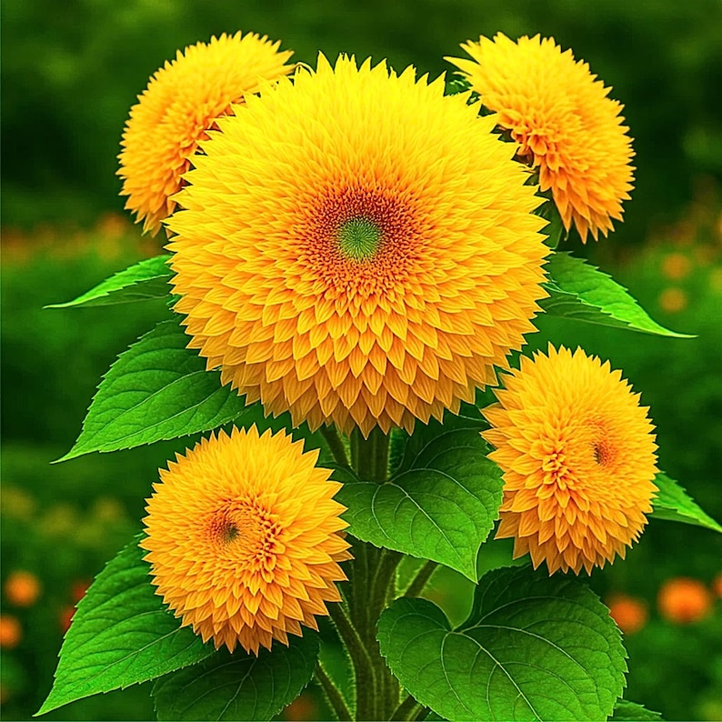 100 Dwarf Teddy Bear Sunflower Seeds | Fluffy Double Blooms | Compact ...