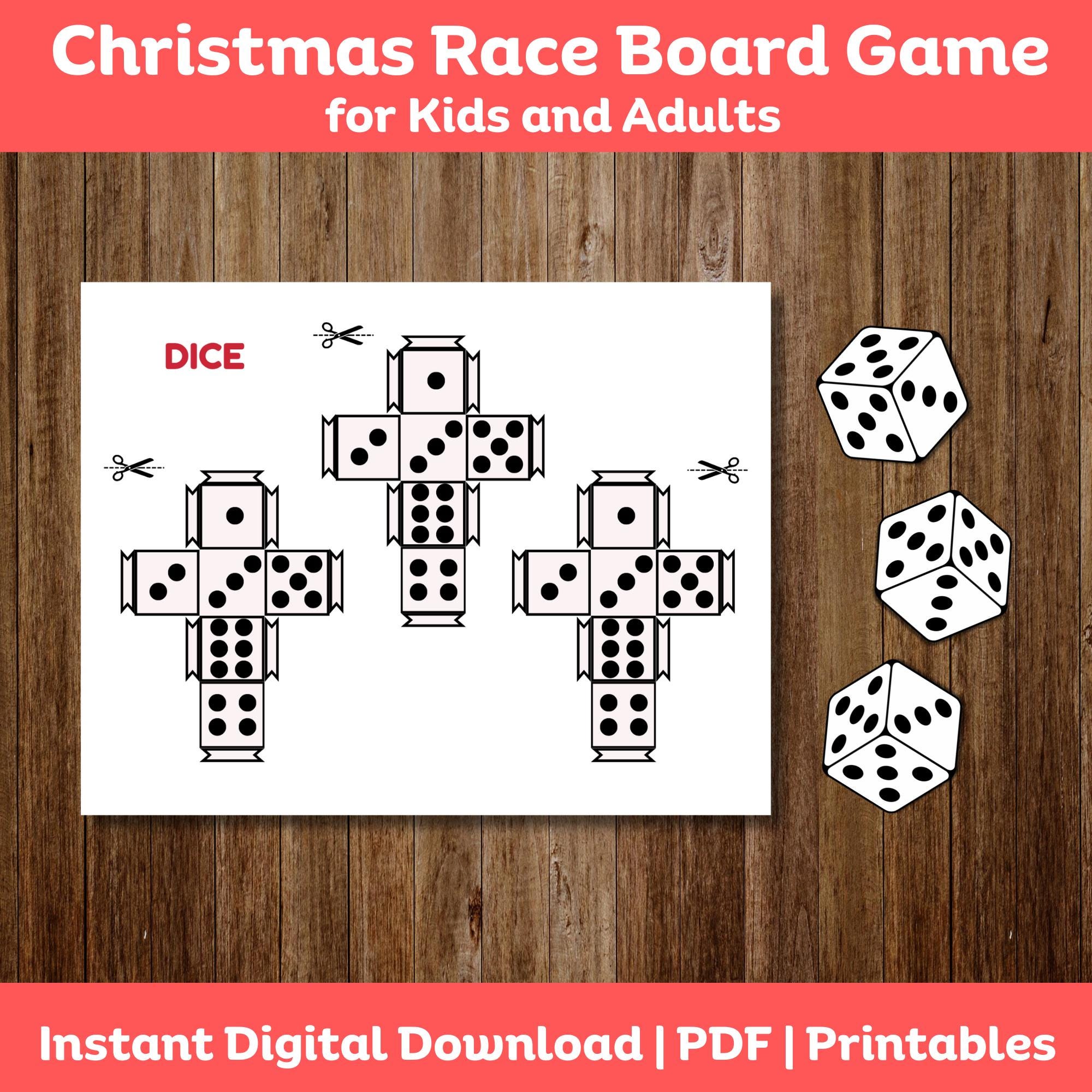 Christmas Race Printable Board Game, Kids Holiday Party Game, Snake ...