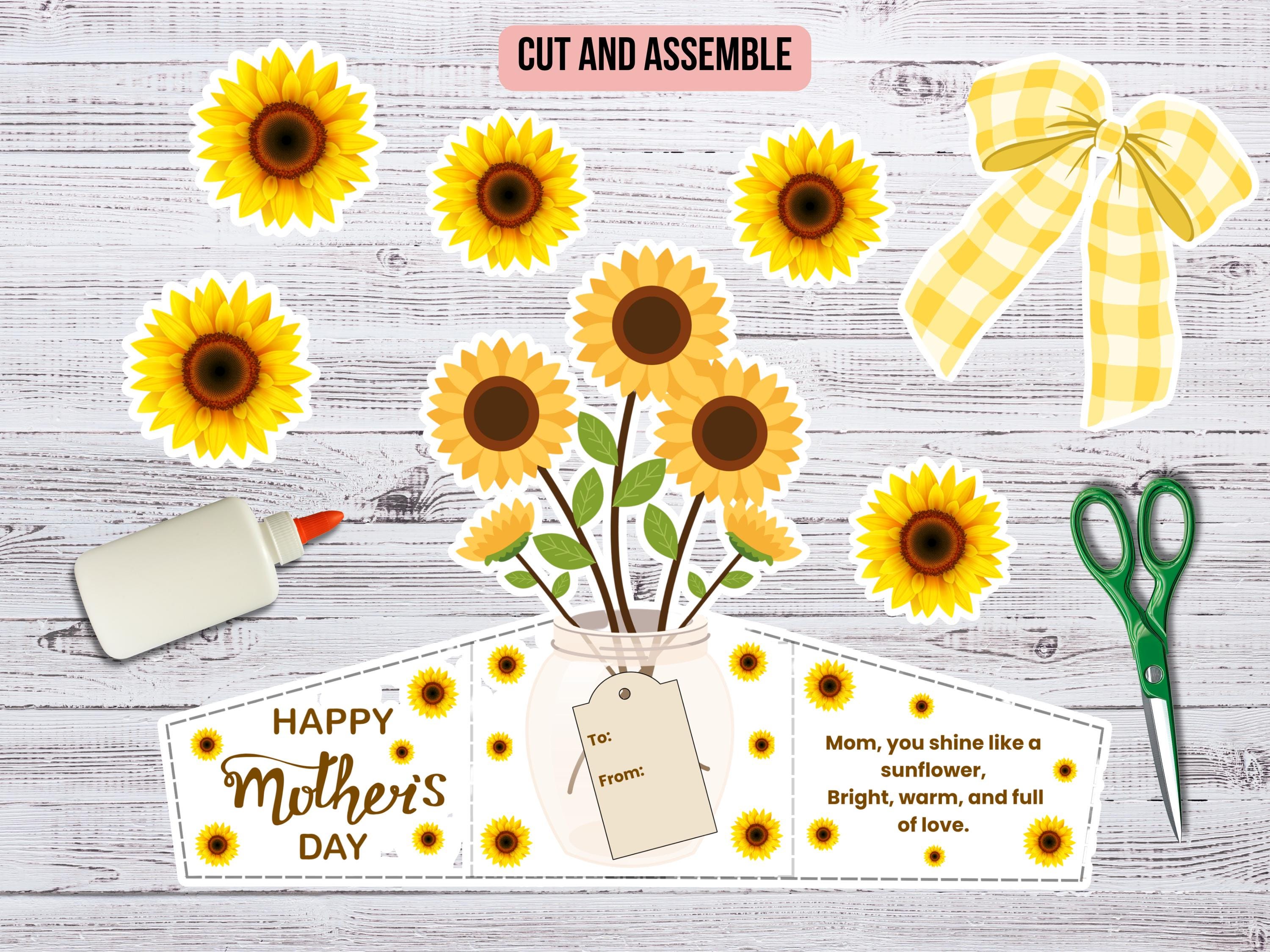 Printable Mother's Day Flower Craft 3D Card DIY Gift From Kids Gift for ...