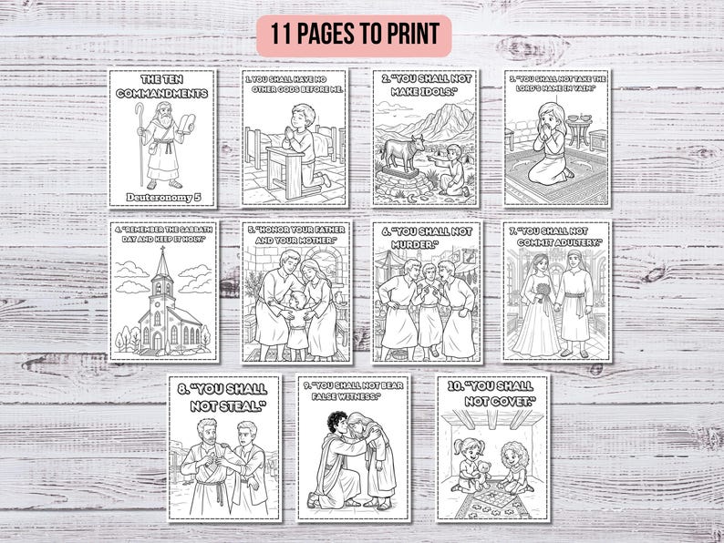 The Ten Commandments Coloring Pages for Christian Kids 10 Commandments ...