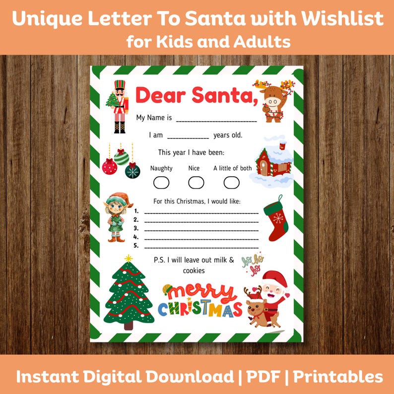 Dear Santa Letter Printable: Christmas Wishlist Activity (PDF Download ...