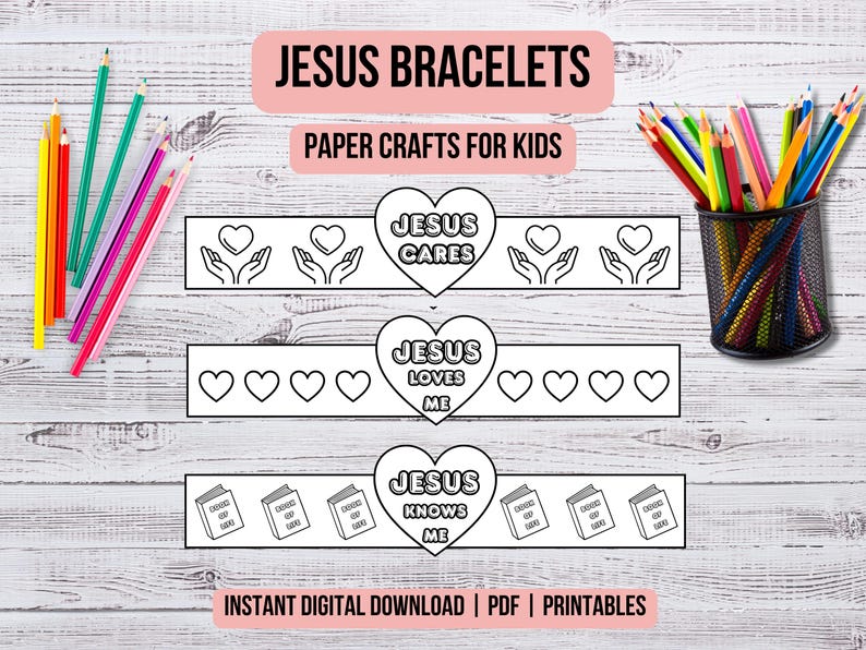 Jesus Loves Me Christian Paper Bracelet Color Cut Wear Easter Bracelet ...