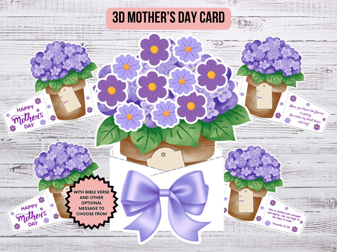 Mother's Day Flower Craft 3D Greeting Card DIY Gift From Kids Sunday ...