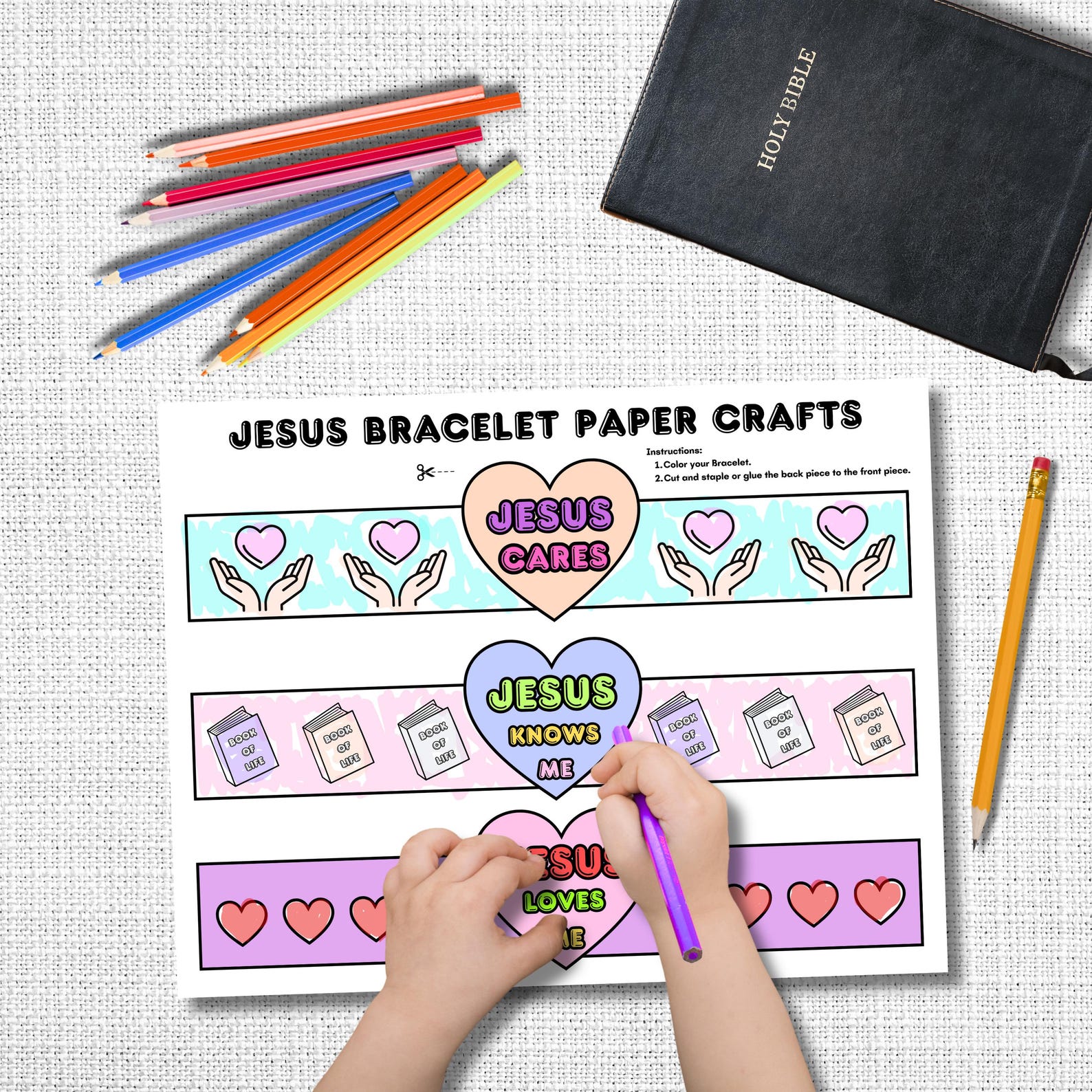Jesus Loves Me Christian Paper Bracelet Color Cut Wear Easter Bracelet ...