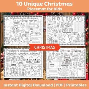 Christmas Activity Placemat, Christmas Coloring Placemat, Printable ...